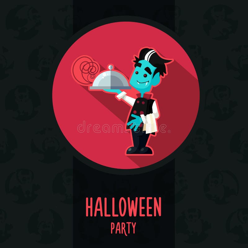 Halloween Vector Illustration in Style Flat about Vampire Chef Stock ...