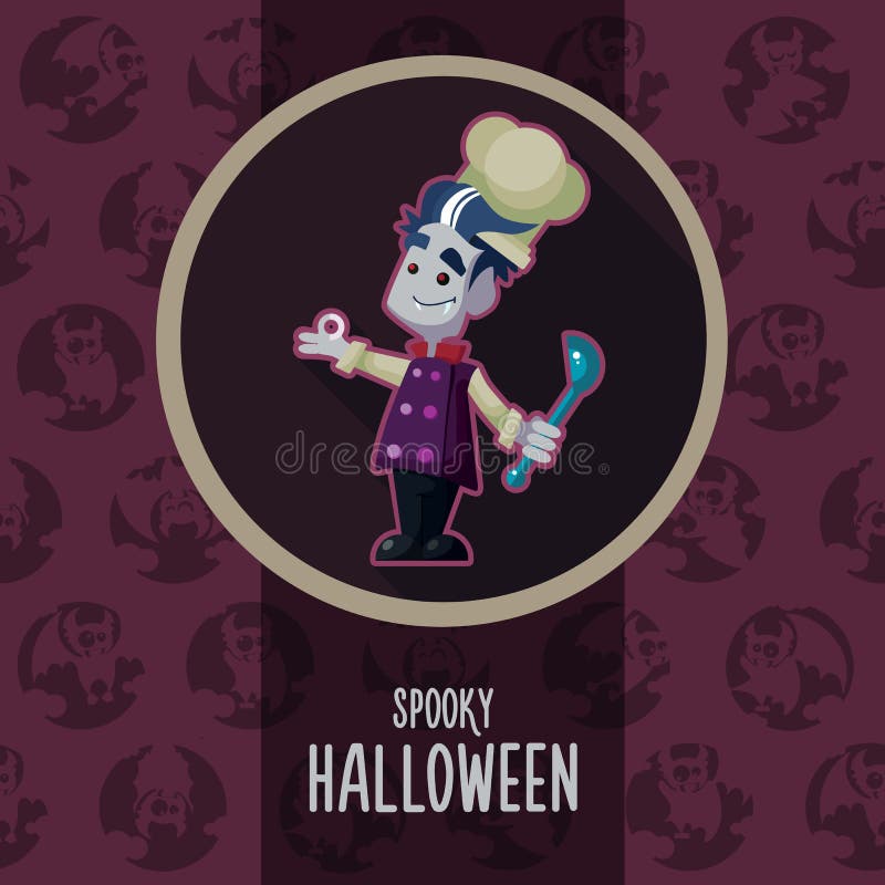 Halloween Vector Illustration in Style Flat about Vampire Chef Stock ...