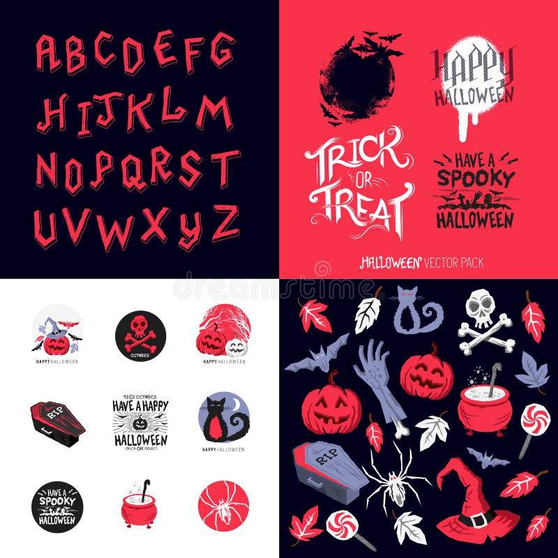 Halloween Vector Pack stock vector. Illustration of font - 77860801