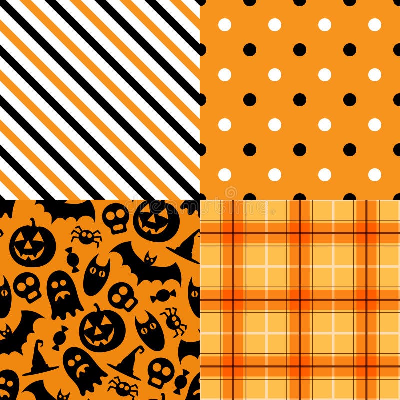 Halloween Seamless Patterns. Vector Set. Stock Vector - Illustration of ...