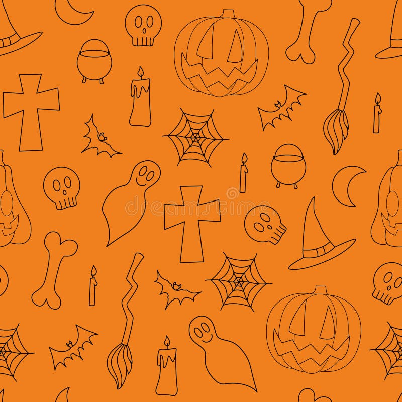 Halloween Vector Seamless Pattern with Scary Elements Stock Vector - Illustration of design ...