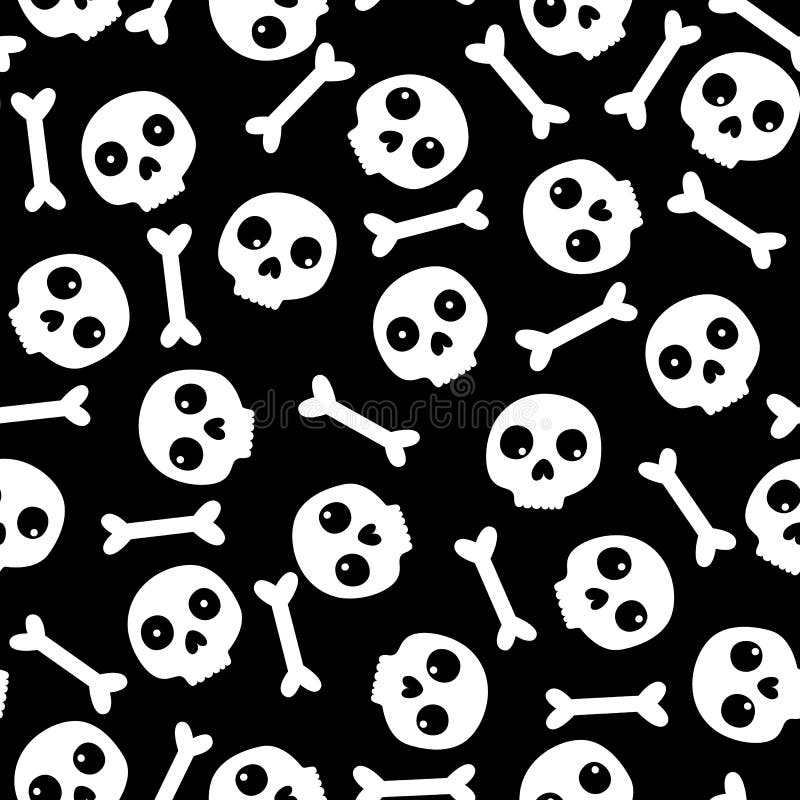 Halloween Vector Seamless Pattern with Skulls and Bones Stock Vector ...