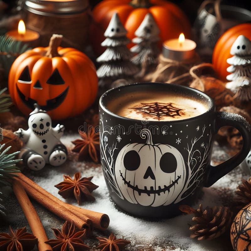 A Cup of Coffee with Halloween Vibes Stock Photo - Image of potion ...