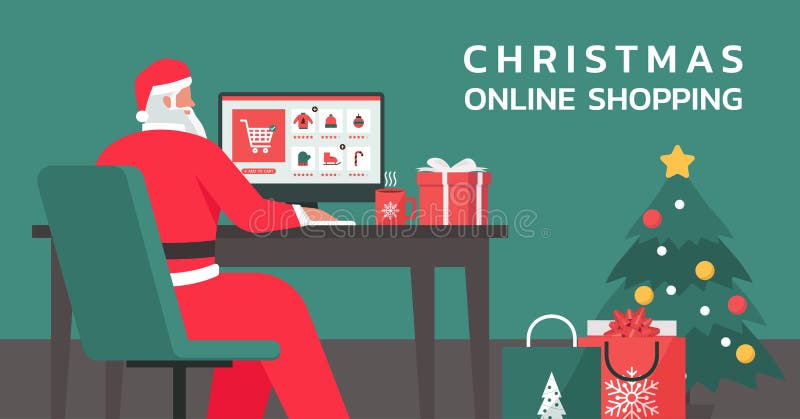 Santa Sitting Computer Desk Stock Illustrations – 104 Santa Sitting ...