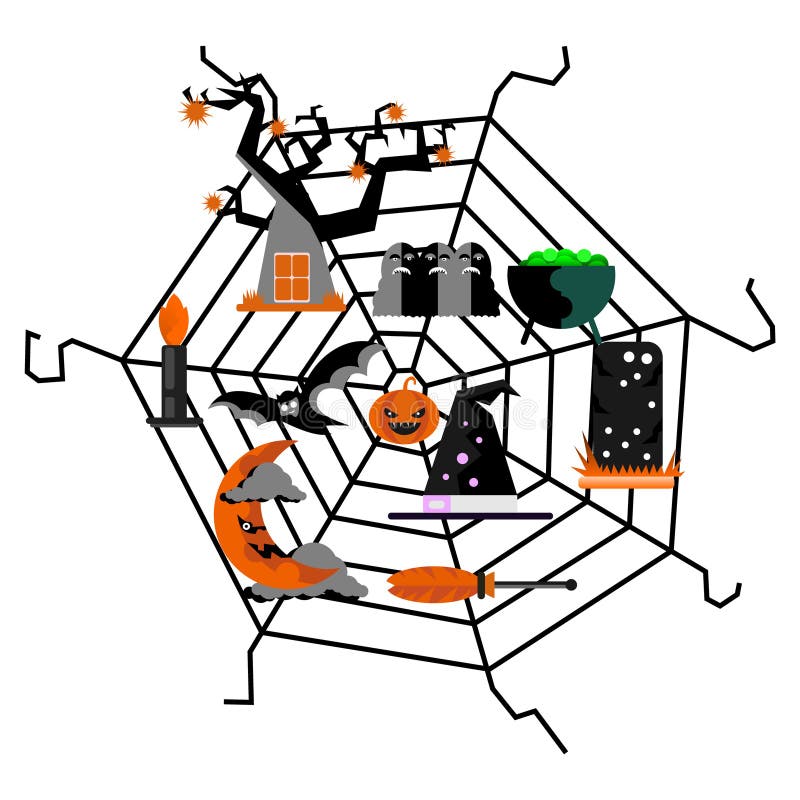 Halloween Web with Treats stock vector. Illustration of panel - 326273255