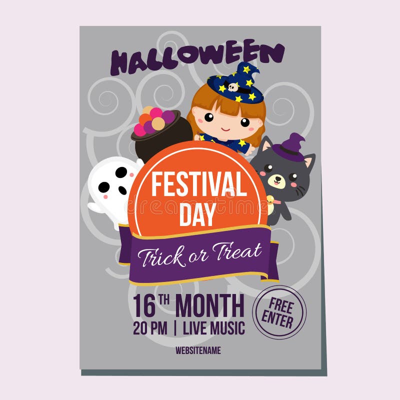 Halloween Week Poster with Lovable Cartoon Witch Stock Vector ...