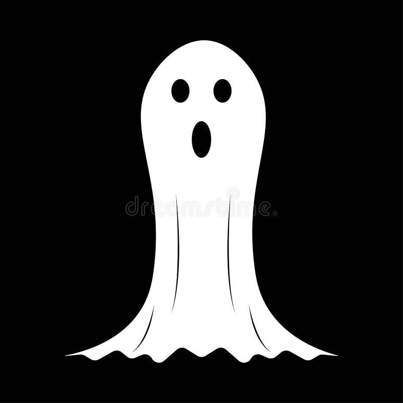 Halloween White Ghost Design on a Black Background. Ghost with Abstract ...