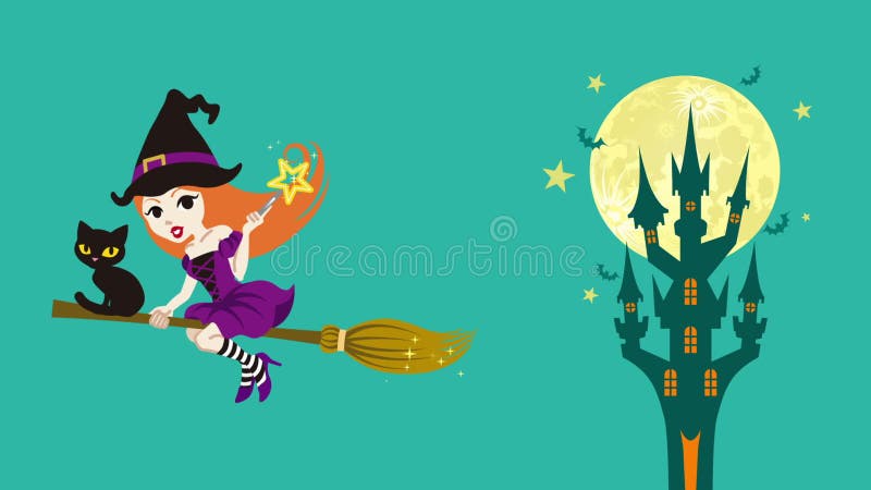 Halloween Witch animation stock footage. Video of graphic - 59342006