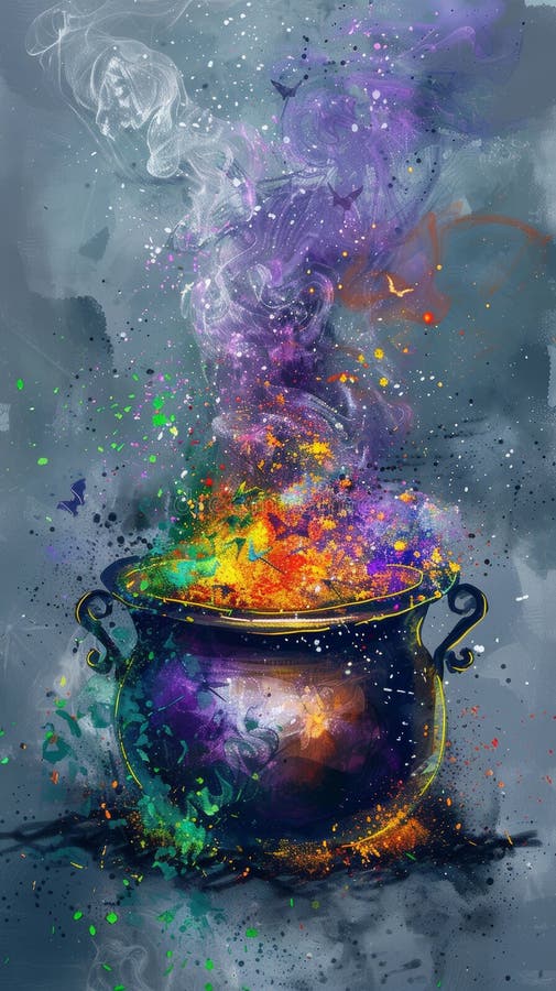 Halloween Witch Brew Cauldron Design Stock Illustration - Illustration ...