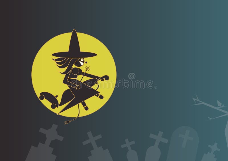 Witch Flying Night Vacuum Cleaner Stock Illustrations – 3 Witch Flying ...