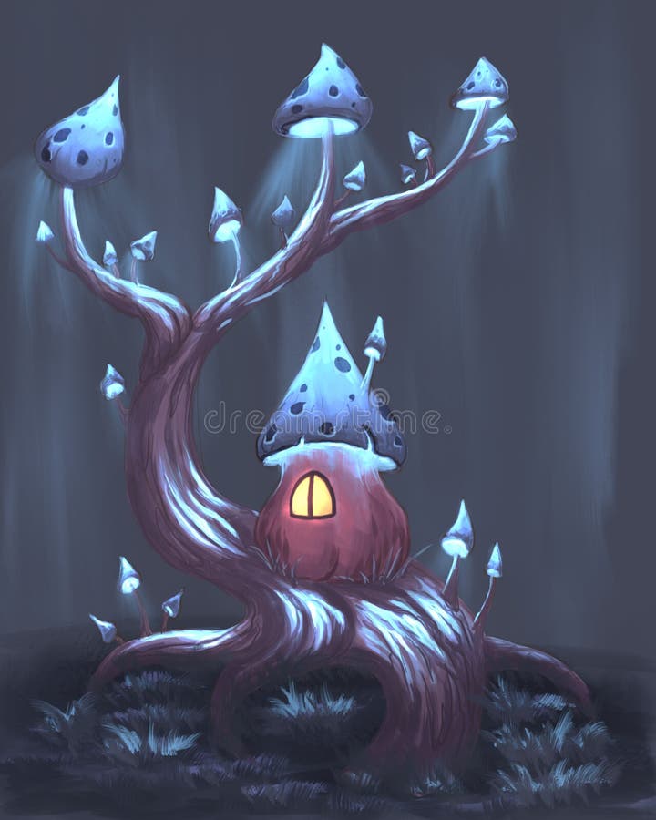 Halloween Witch House on the Tree Stock Illustration - Illustration of ...