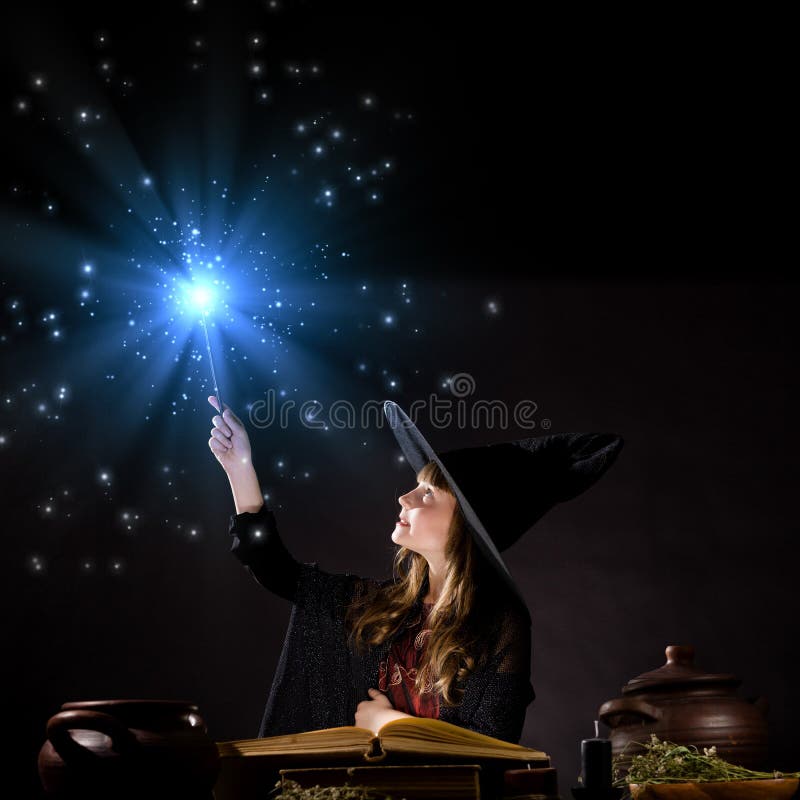 Halloween witch stock image. Image of exciting, book - 42912697