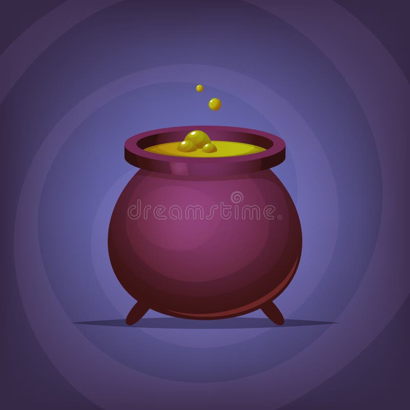 Halloween Witch Magic Cauldron. Cartoon Magical Potion Pot. Stock ...