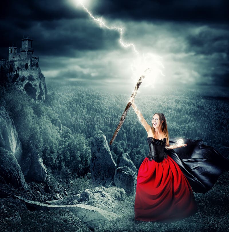 Halloween Witch Making Magic Stock Image - Image of ball, attack: 54946823