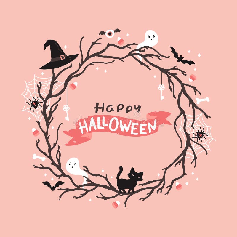 Halloween Witch Pink Template. Vector Childish Illustration of Magic ...