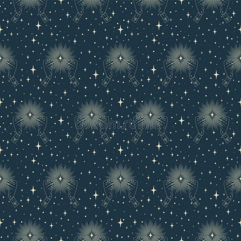 Halloween Witchcraft with Shining Star Seamless Pattern. Outer Space ...