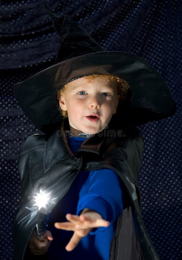 Halloween Wizard Kid stock image. Image of face, playing - 11232177