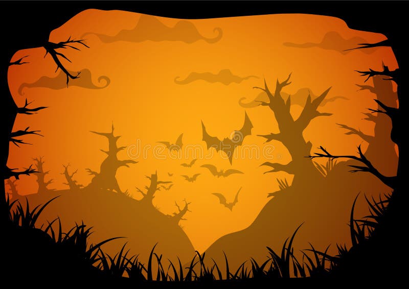Halloween Silhouette Spooky Trees Border Stock Illustrations – 456 ...