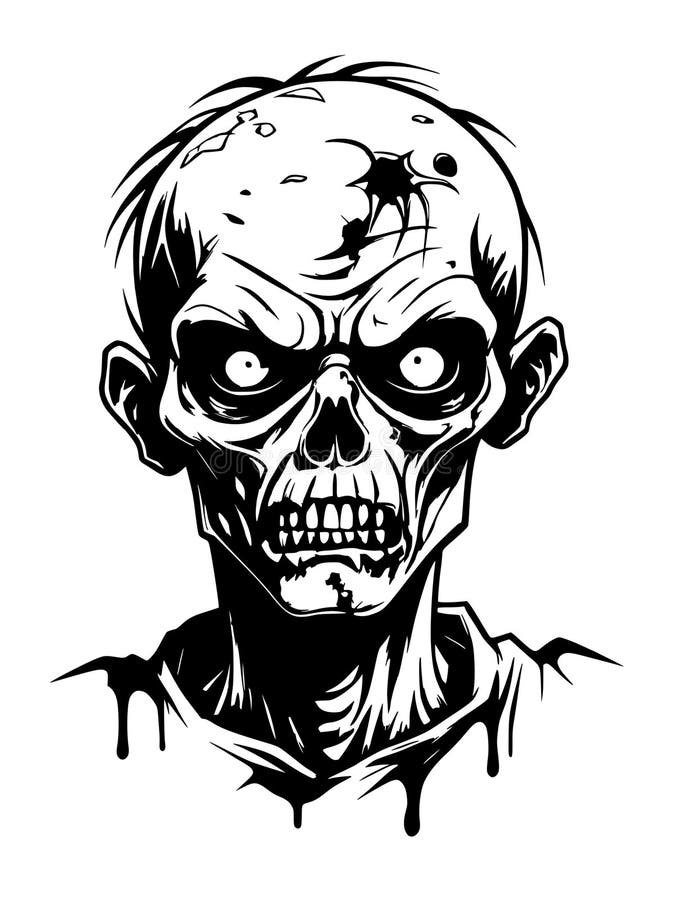 Halloween Zombie Head with Skull. Illustration of a Zombie Stock ...