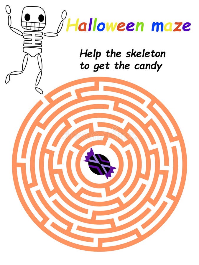 Candy maze for kids stock illustration. Illustration of orange - 99436771