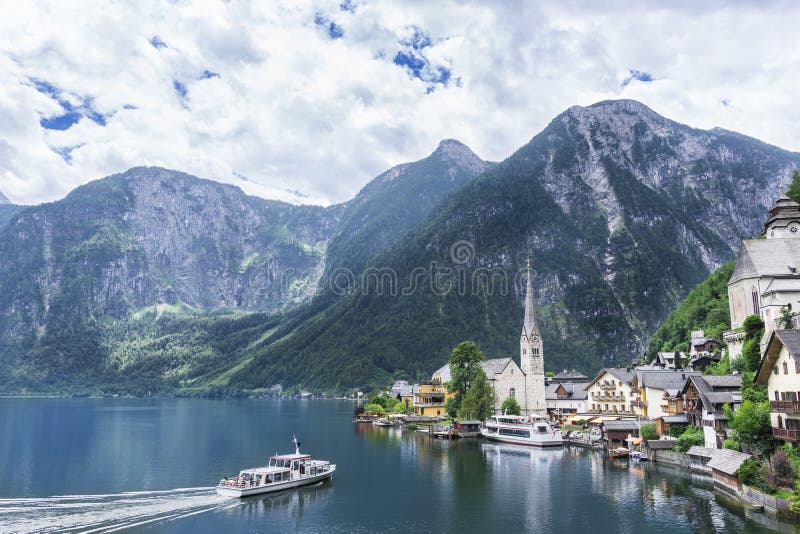 Hallstatt Austria stock photo. Image of harbour, panoramic - 75218186