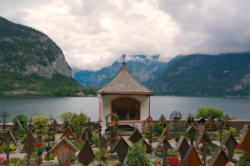 Hallstatt cemetery stock image. Image of hallstatt, landscape - 33787655