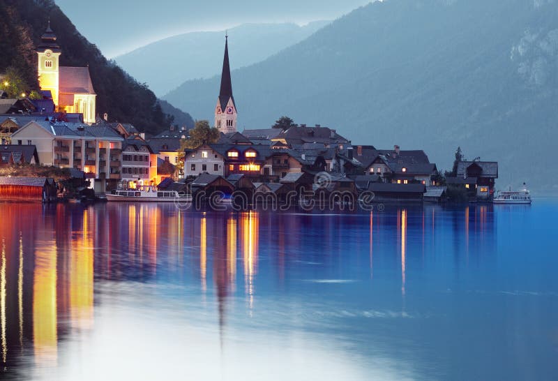 The Hallstatt City. stock photo. Image of city, dachstein - 20331668