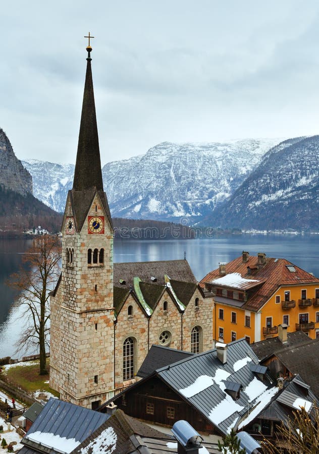 Hallstatt Winter View (Austria) Stock Image - Image of lake, outdoors ...