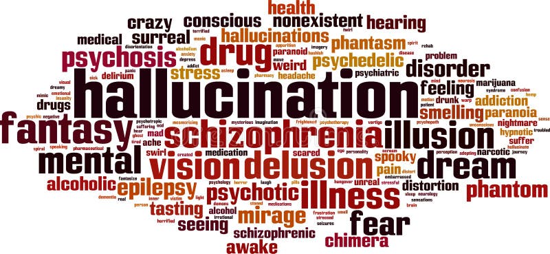 Hallucination Concept. Man See UFO. Schizophrenia Symptom Stock Vector ...