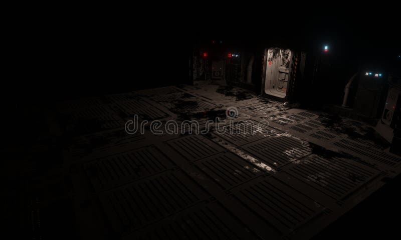 Hallway and Corridor in Control Room 3d Render Stock Illustration ...