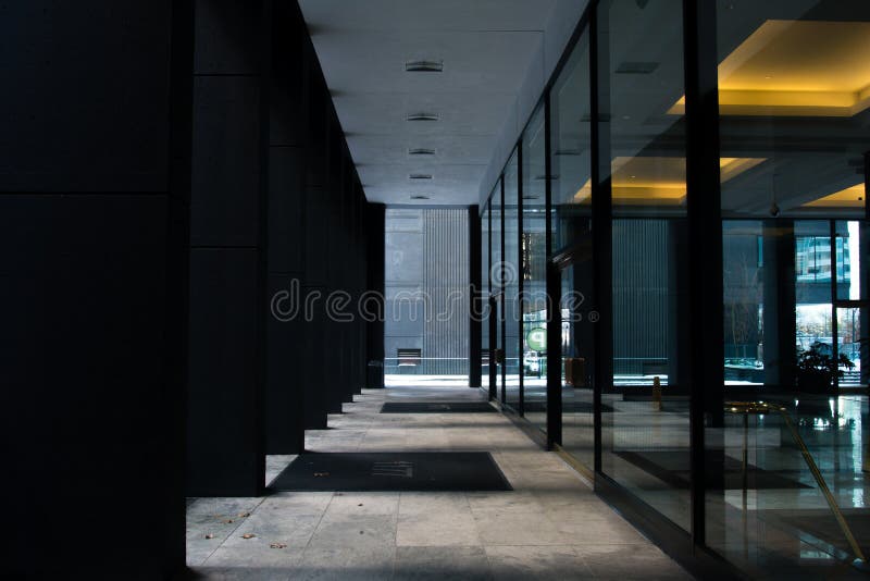 The Corridor stock image. Image of front, glass, corridor - 121084531