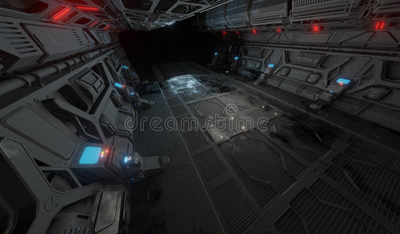 Hallway and Corridor Grating Basement Interior Scene Stock Illustration ...