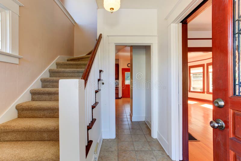 Hallway in Empty House with Staircase Stock Image - Image of design ...