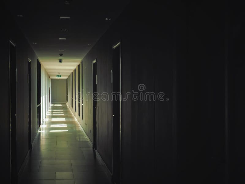 Hallway with Glass Windows in Condominium Stock Image - Image of ...