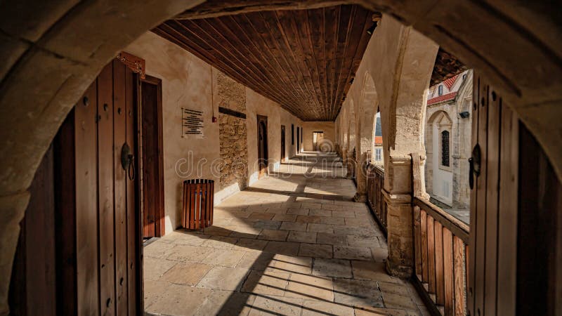 The View of a Hallway in a Medieval - Era Building Stock Image - Image ...