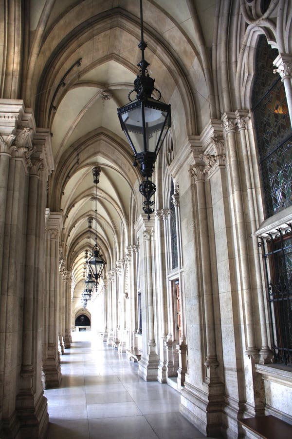 Hallway Inside the Rathaus (Town Hall) is a Building in Vienna, Stock ...