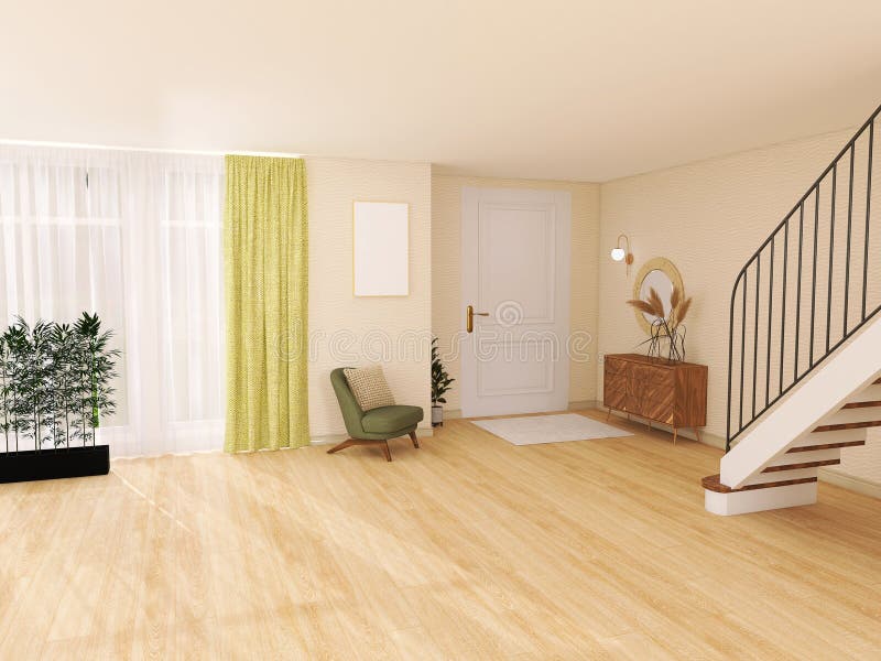 Hallway Interior 3d Render, Building Illustration Modern Editorial ...