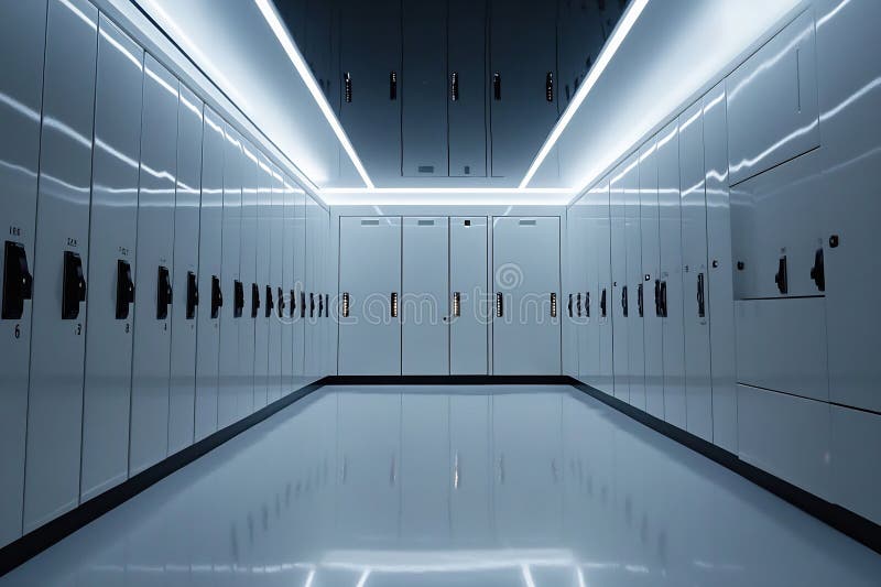 Modern Locker Hallway in a Gym Stock Image - Image of locker, fitness ...