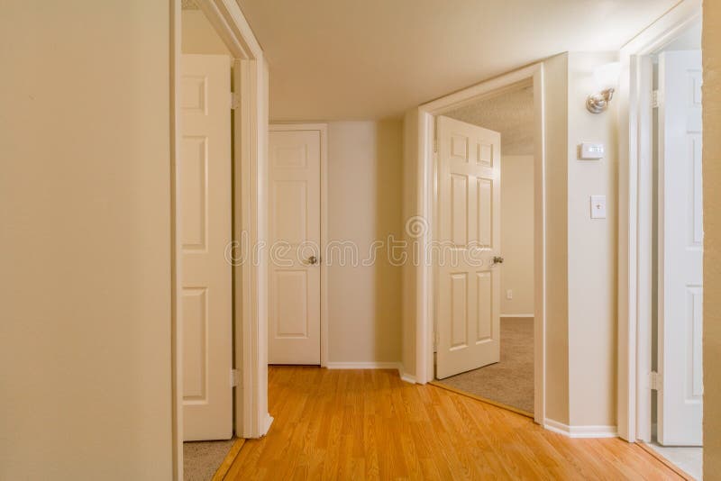 Hallway with Many Angles stock image. Image of hardwood - 48386485