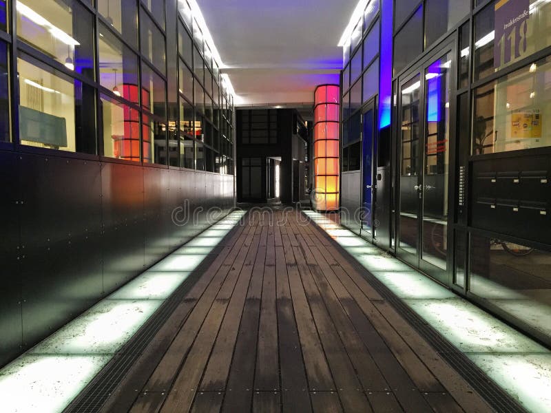 Hallway in modern building stock photo. Image of lighting - 86258066