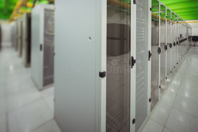 Hallway with a Row of Servers Stock Photo - Image of illuminated ...