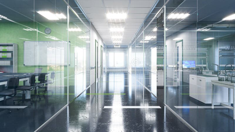Hallway in the Scientific Laboratory. Stock Illustration - Illustration ...