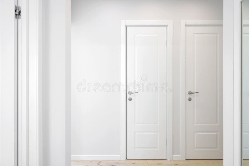 Hallway with White Interior Doors in the Interior Stock Photo - Image ...
