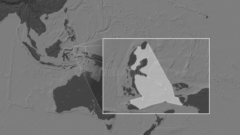 Halmahera Sea. Bilevel Map. Patterson Cylindrical. Diagram Stock Video ...
