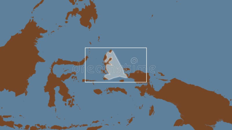 Halmahera Sea. Solid Map. Patterson Cylindrical. Close-up Stock Video ...