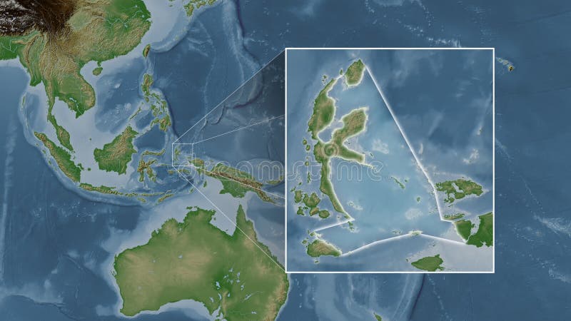 Halmahera Sea. Pale Map. Patterson Cylindrical. Diagram Stock Video ...