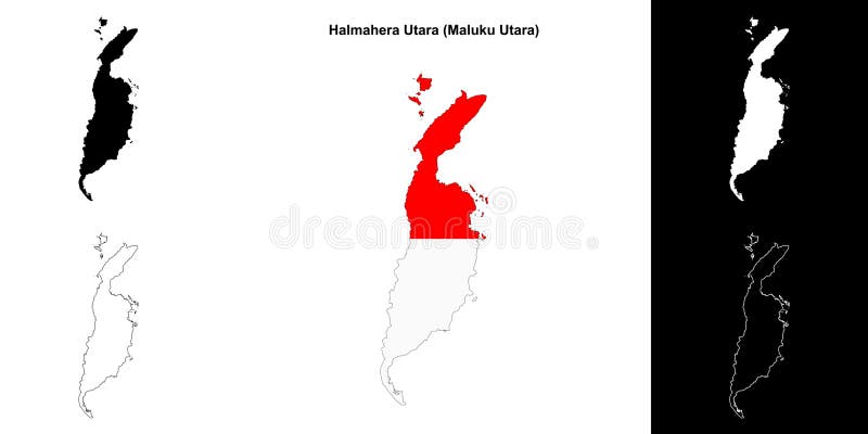 Halmahera Utara Outline Map Stock Vector - Illustration of detailed ...