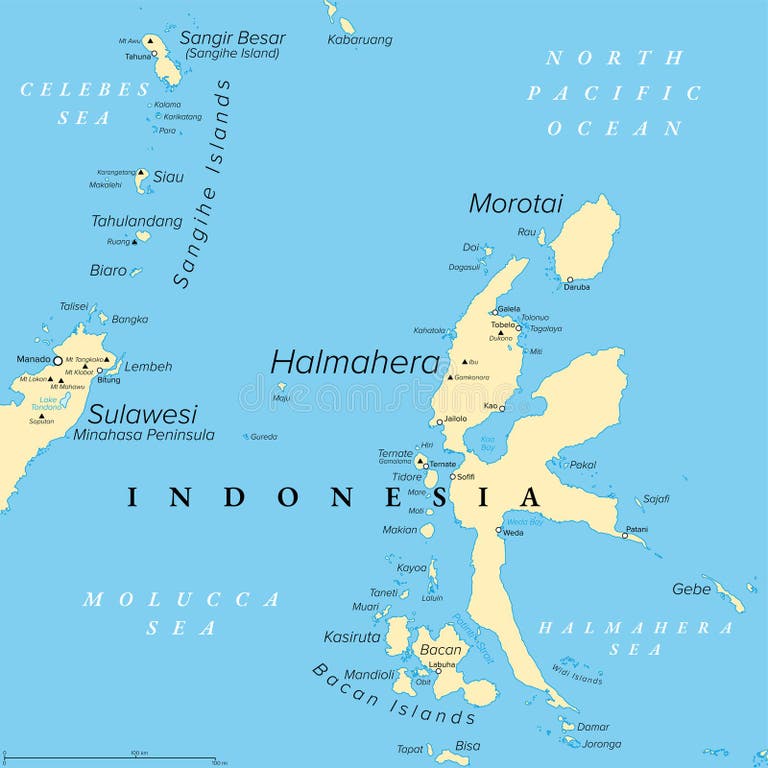 Halmahera, Largest Island of the Moluccas in Indonesia, Political Map ...
