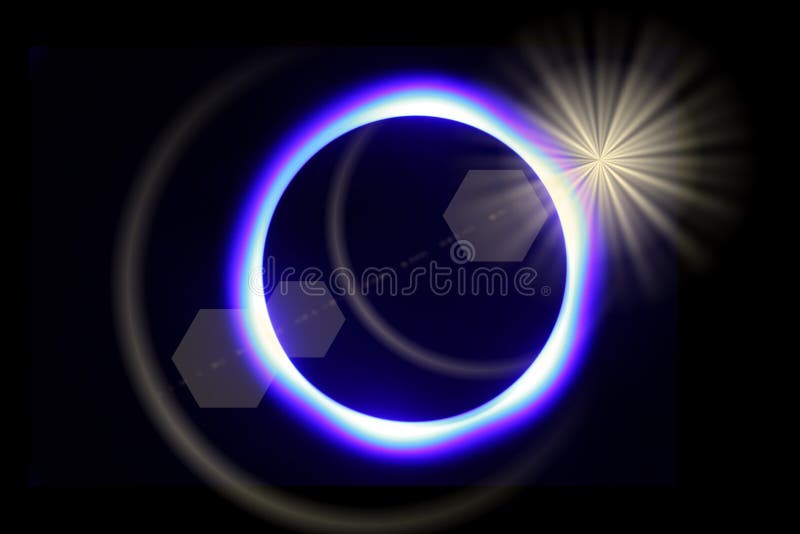 Halo Eclipse Blue Ring Light Space Stock Illustration - Illustration of ...