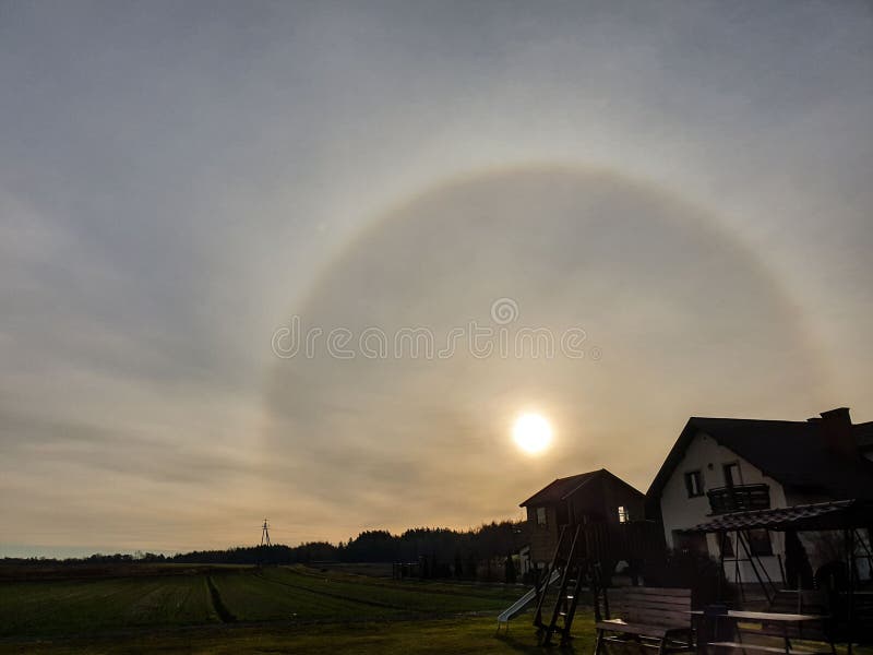 Halo Effect Captured in Polish Village - Spring Stock Image - Image of ...